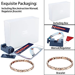 38 Elegant Titanium Magnetic Lymph Detox Bracelet for Women Germanium and Magnetic Functions with Free Link Removal Tool Christmas Gifts Mothers Day Gifts for Mon(Rose Gold)