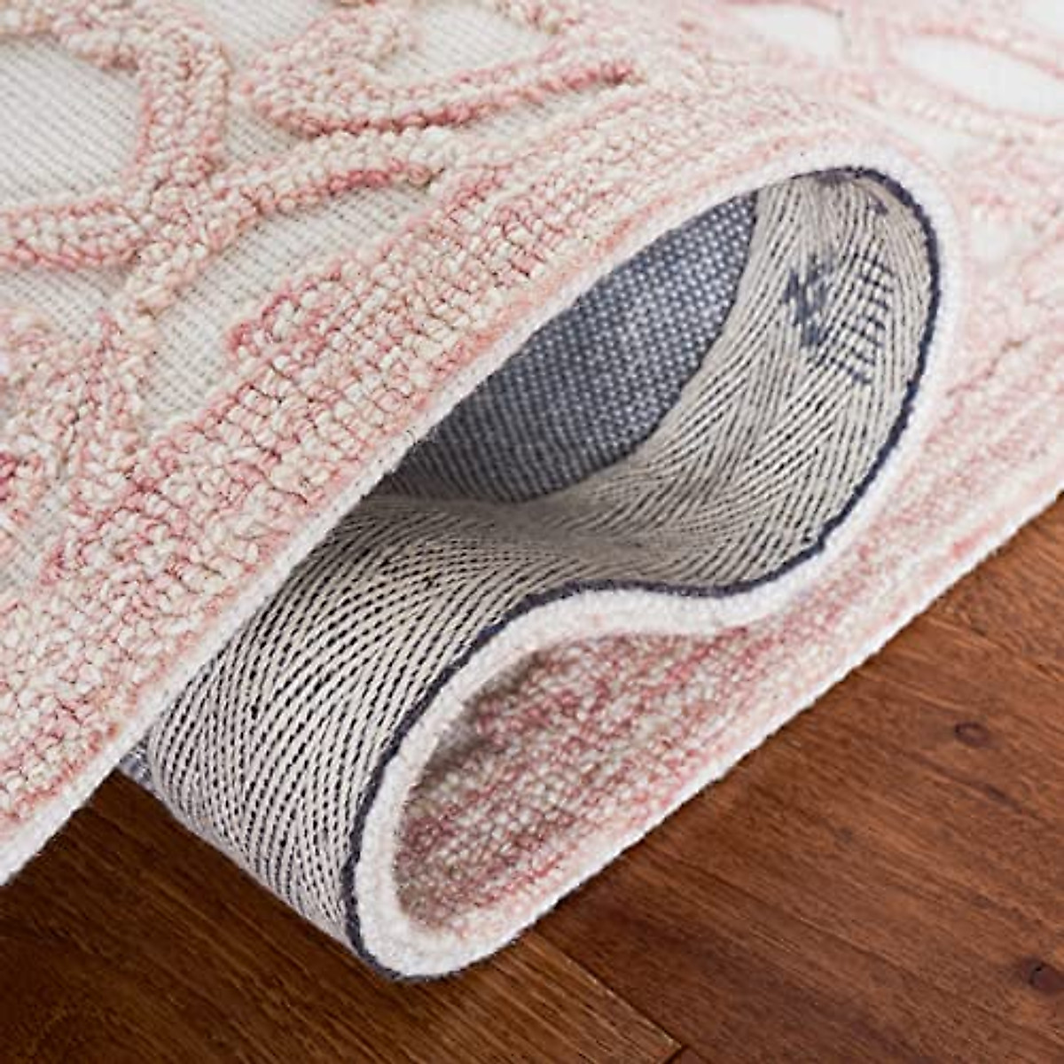 Safavieh Trace Collection 3' x 5' Ivory/Pink TRC103U Handmade French Country Scroll Wool Entryway Living Room Foyer Bedroom Accent Rug