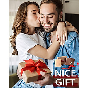 Mens Wallet With AirTag Holder, Bifold Leather RFID Blocking 2 ID Windows 12 Card Holders, Gift Box and Screen Protector Included, AirTag Not Included