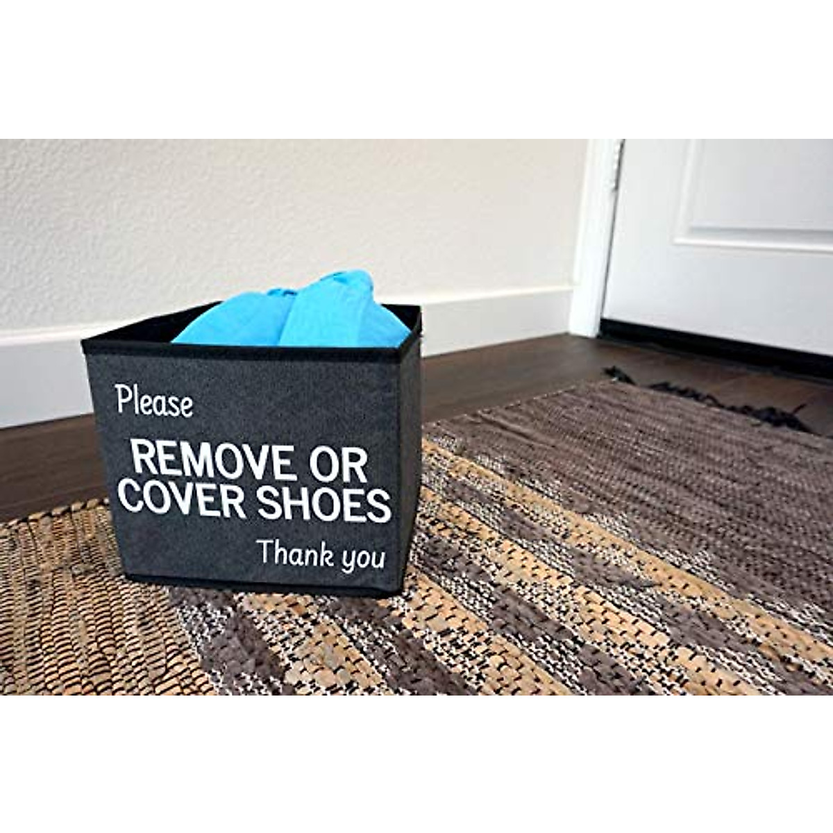 RE GOODS Shoe Covers Box | Disposable Shoe Bootie Holder For Realtor Listings and Open Houses | Please Cover or Remove Shoes Bin | Shoe Bootie Box