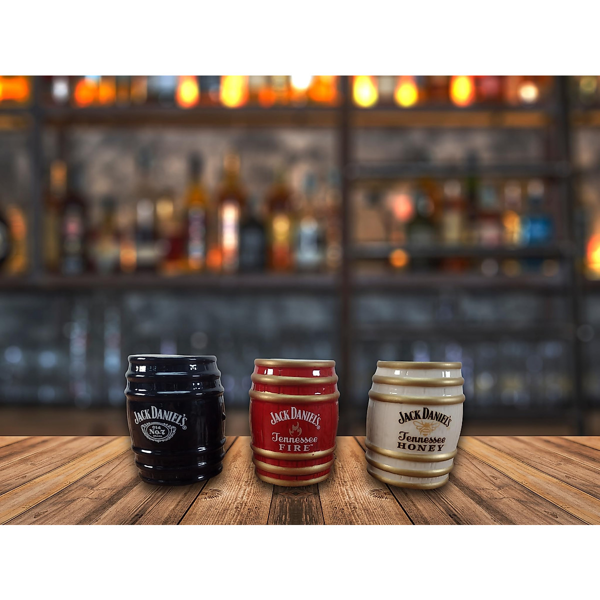 M. CORNELL IMPORTERS Jack Daniel's Stoneware Barrel Shot Glasses Set of 3 - Jack Daniel's Gift Set