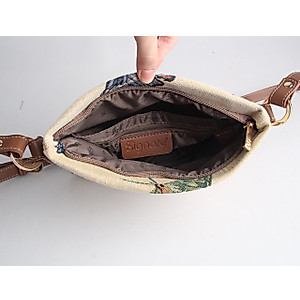 Signare Tapestry Crossbody Bag Shoulder Purse for Women In Butterfly Design (XB02-BUTT)