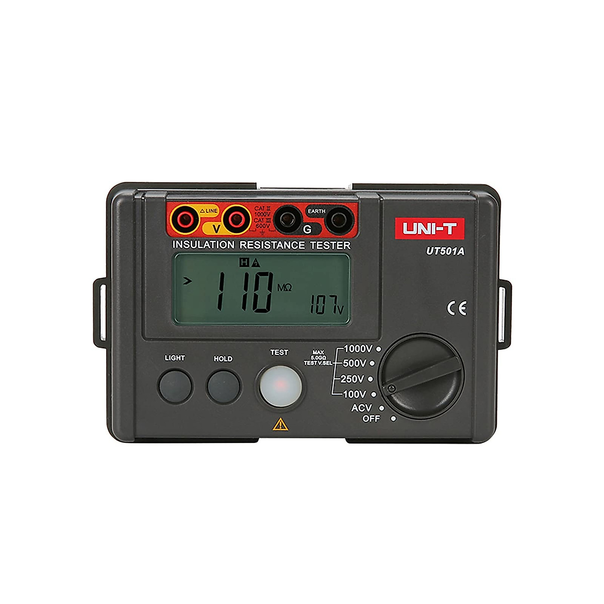 UNI-T Digital Megohmmeter UT501A Insulation Resistance Tester Multimeter, Electrician Megohm Meter, 125V/250V/500V/1000V Test Voltage, 0.01~200Ω Low Resistance Testing, 2000 Counts Auto Ranging