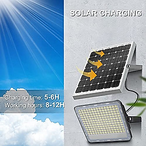 Gebosun 300W Solar Flood Lights Outdoor Dimmable, LED Dusk to Dawn Solar Street Lights Outdoor, 3000K/4000K/6000K CCT Adjustable for Parking Lot, Barn, Yard，Garden, Pool