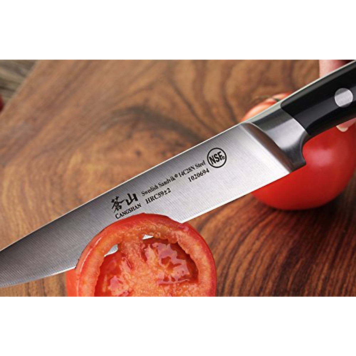 Cangshan TS Series 1020700 Swedish 14C28N Steel Forged 5-Inch Utility Knife and Wood Sheath Set