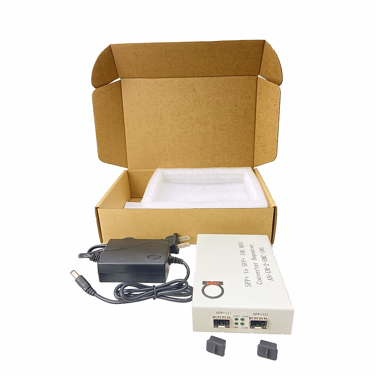 10G SFP+ to SFP+ Fiber to Fiber Media Converter - 10G OEO 3R Transparent Repeater - 2 x Standard Open SFP+ Slots - Universal - Supports 10GB SFP+ Fiber and Copper Modules - Without Transceivers