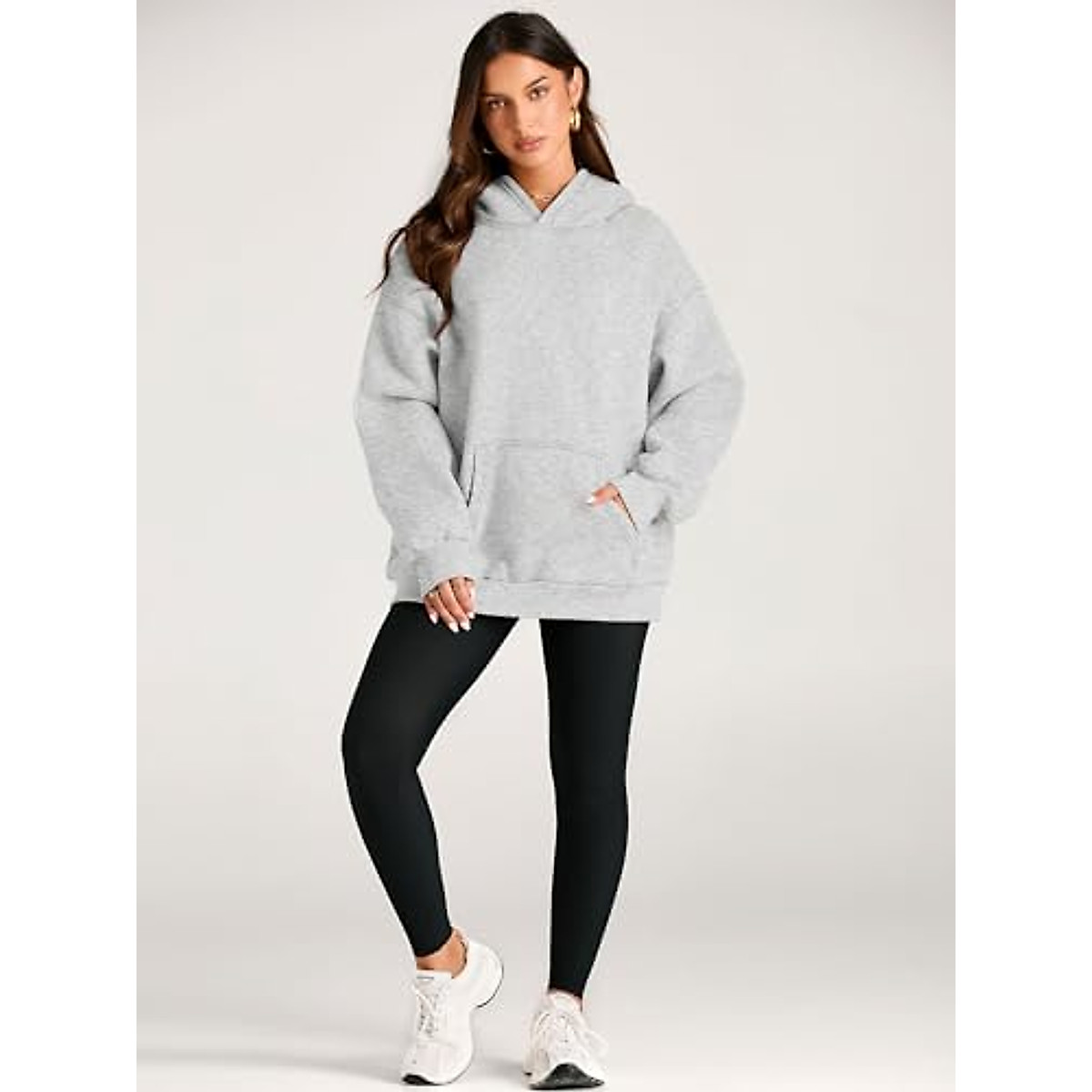 EFAN Womens Oversized Hoodies Sweatshirts Pullover Long Sleeve Essentials Fleece Sweaters With Pockets Fall Clothes Fashion Winter Outfits Y2k Teen Girls 2023 Grey