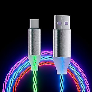ULIKTO 6.6ft/2m USB Cable 3A Type C Led Light Up Charging Cord 7 Colors RGB Gradual Changing Shining QC3.0 Fast Phone Charger Cord for Galaxy S20/S10/S9 Plus/Note 20/Switch/LG V30