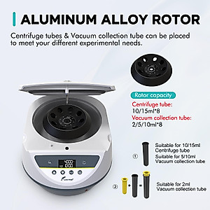 LAB FISH LC-8S 2ml/5ml/10ml/15ml Capacity PRP Lab Benchtop Centrifuge Machine Test Tube Adapters