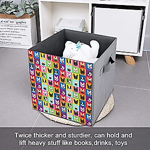 French Bulldog Faces Collapsible Storage Bins Basics Folding Fabric Storage Cubes Organizer Boxes with Handles