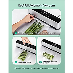 Vacuum Sealer Machine, Full Automatic Sealer Machine 8 in 1 LED Touch Screen Dual-Pump Motor, 6 Food Modes with Cutter and 15 Sealer Bags Detachable,Lad Tested