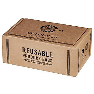 Reusable Produce Bags + Bulk Food Bags + String Bag, 7-pack - Assorted Sizes, Organic Cotton Materials (Mesh, Muslin, Net), Tare Weight Label, Washable, Drawstrings, Zero Waste Shopping Kit, Green