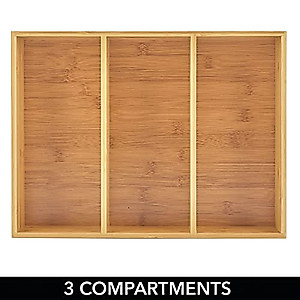 mDesign Bamboo Divided Tea & Food Storage Organizer Container Box - Wooden Holder Case for Tea Bags, Coffee, Snacks, Sugar, Sweeteners, and Small Packets - Echo Collection - Natural Wood