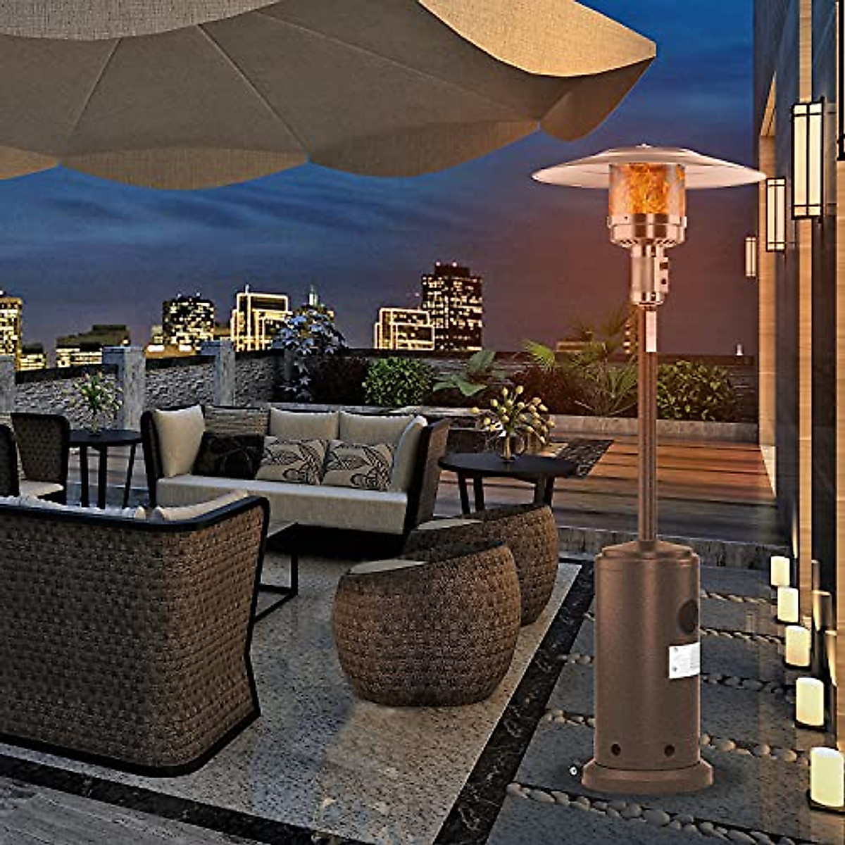 Patio Heaters Outdoor Propane Heater - Outdoor Portable Heaters with Wheels - Commercial Stainless Steel Gas Space Heaters for Garden, Patio, Outdoor, Porch and Pool