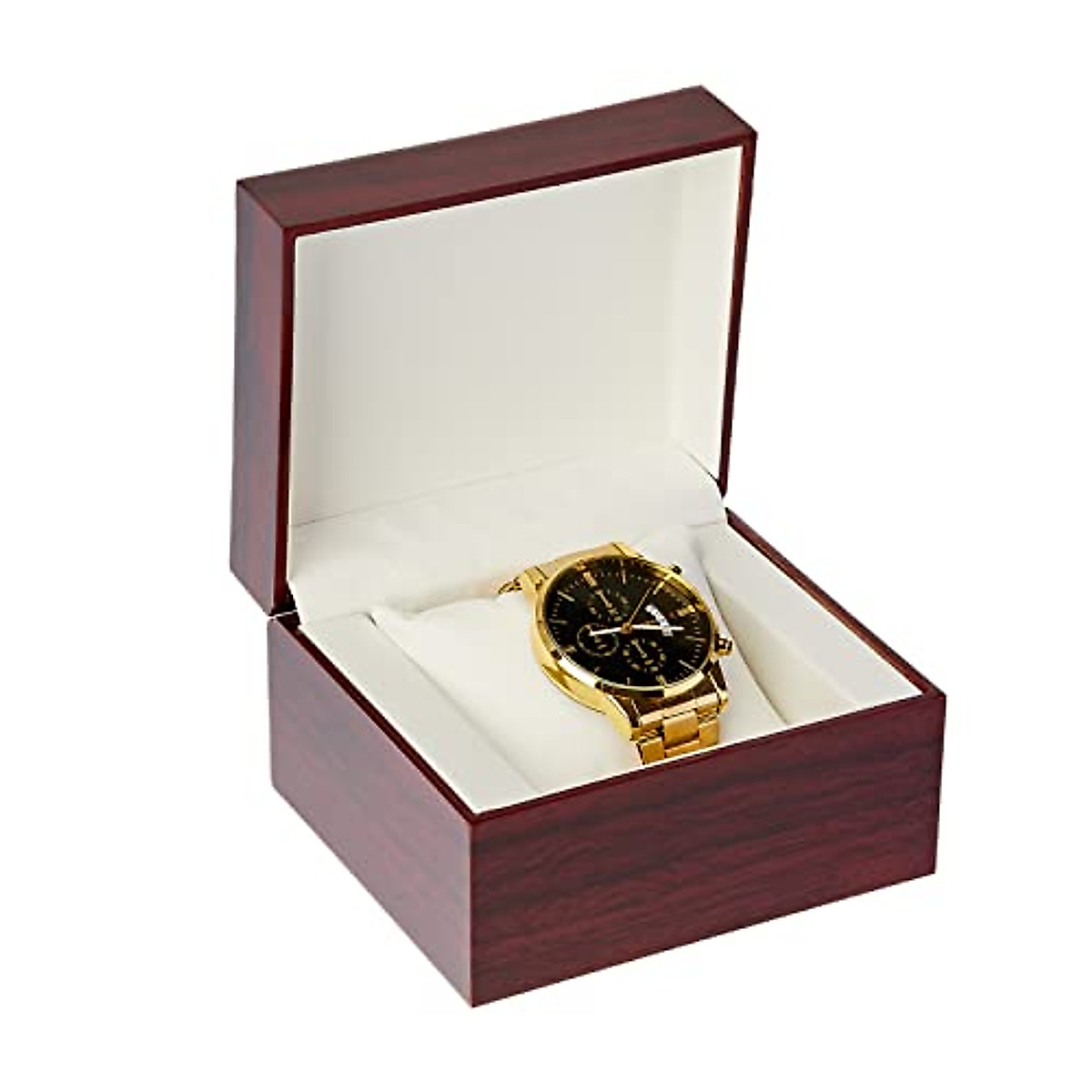 LETURE Wooden Single Watch Cases for Men Women, Wood Wrist Watch Bangle Gift Box with Pillow