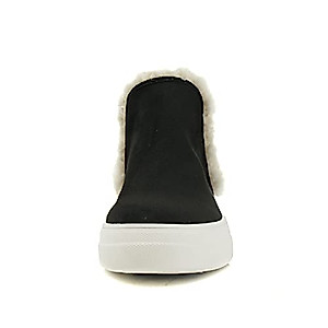 Soda Figure Women’s Faux Fur Trim Fashion High Top Slip On Sneaker Bootie (Black, Numeric_7)