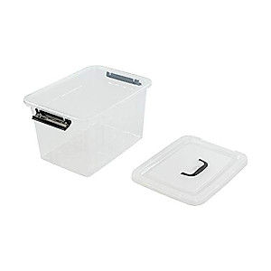 Farmoon 12 Quart Clear Storage Bin, Plastic Stackable Box/Cotainer with Lid and Black Handle