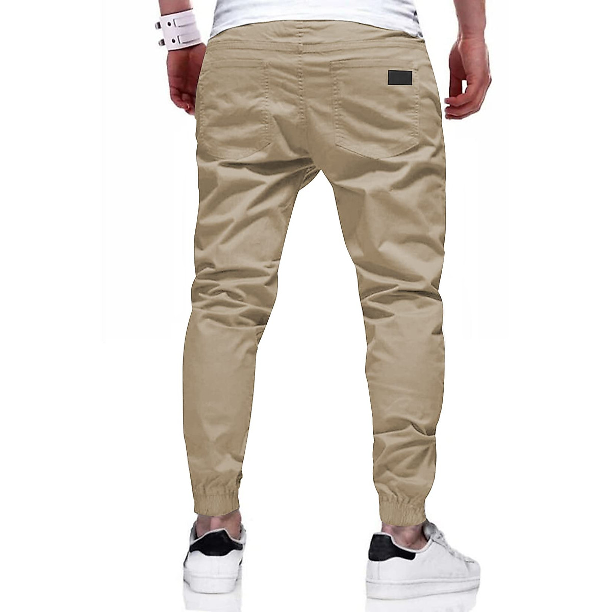 JMIERR Mens Casual Joggers Pants - Cotton Drawstring Chino Cargo Pants Hiking Outdoor Twill Track Jogging Sweatpants Jogger Work Pants with Pockets for Men, US 40(2XL), A Khaki