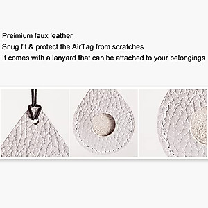 FOREVERFLYBIRD 2 Pack Airtag Holder Leather Case Air Tag Cover Keychain GPS Tracker Remote Finder Key Travel Backpack Pet Locator L Grey