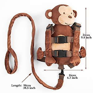 Berhapy 2 in 1 New Monkey Toddler Safety Harness Backpack Children's Walking Leash Strap（Brown）
