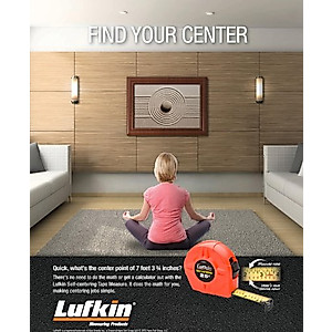 Lufkin L625SCTMP 1-Inch by 25-Feet Hi-Viz Self Centering Orange Power Return Tape