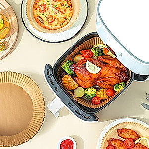 Diyishan 100Pcs Air Fryer Disposable Paper Liner, Non-Stick Air Fryer Liners, Baking Paper for Air Fryer Oil-proof, Water-proof, Food-Grade Parchment for Baking Roasting Microwave