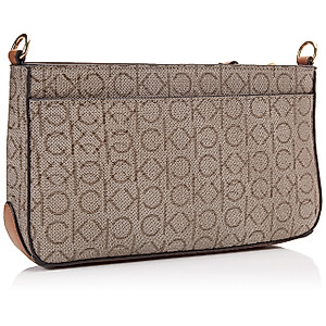 Calvin Klein Lucy Triple Compartment Shoulder Bag, Brown/Khaki/Orchid Embossed