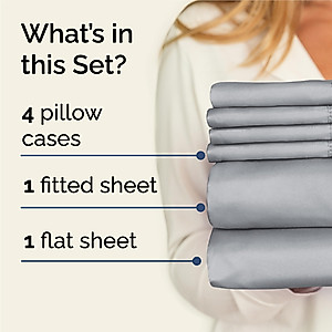 King 6 Piece Sheet Set - Comfy, Breathable & Cooling - Hotel Luxury Bedding for Women, Men, Kids & Teens - 1 Flat & 1 Fitted Sheet & 4 Pillowcases w/ Deep Pockets - Soft and Wrinkle Free - Steel Blue