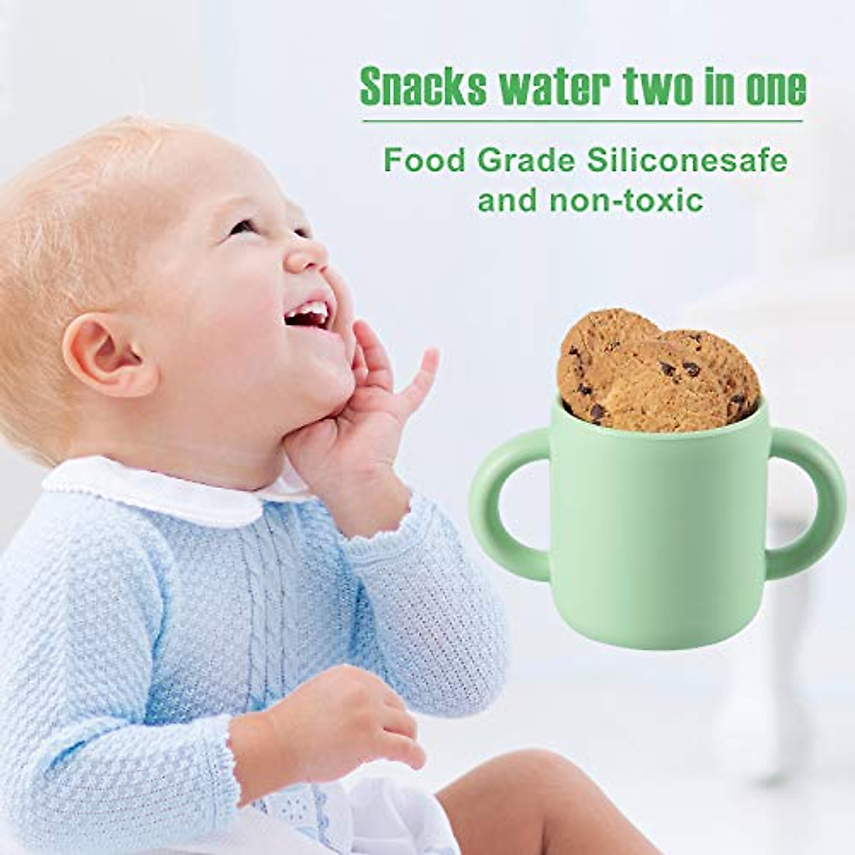 3 Pieces Silicone Training Cup for Infants 2 Handled Toddlers Open Cup Reliable Baby Learning Cup for Baby, Helps Infant Develop Independent Drinking Skills Fast (Pink, Yellow, Green)