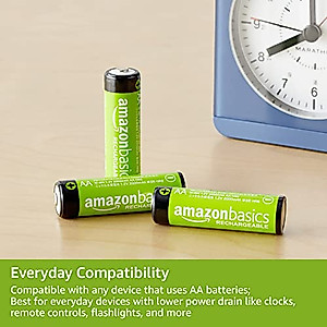 Amazon Basics 16-Pack AA Rechargeable Batteries, Recharge up to 1000x, Standard Capacity 2000 mAh, Pre-Charged