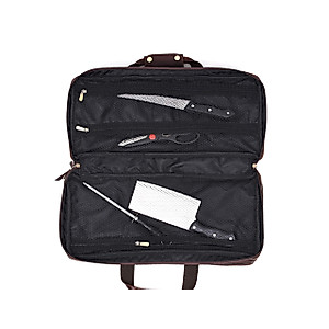 Tolredo Genuine Leather Large Chef Bag Multiple Zipper Compartment For Knifes Cutlery Durable & Spacious Portable Bag with Detachable Shoulder Strap