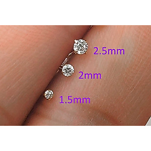 Jewelry Avalanche 14Kt White Gold Real 1.5mm Diamond Nose Stud 22G L-Shape Nose Ring Stud - April Birthstone -LSWG-WD1.5