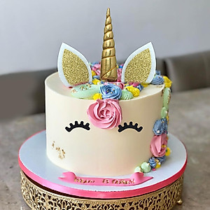 38 PCS Unicorn Cake Topper, Unicorn Flower Cake Decorations with Flowers Balls Stars Unicorn Happy Birthday Cake Decorations for Boys Girls Kids Birthday Party Baby Shower Supplies (Flower)