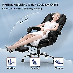 NOBLEMOOD Heated Massage Office Chair Ergonomic High Back Reclining Computer Chair Height Adjustable Swivel Executive Desk Chairs with Footrest and Lumbar Pillow (Black)