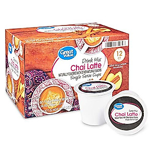 Great Value Cappuccino Coffee and Hot Drink Single Serve Pods, 12 Count (Chai Latte, Pack of 2)