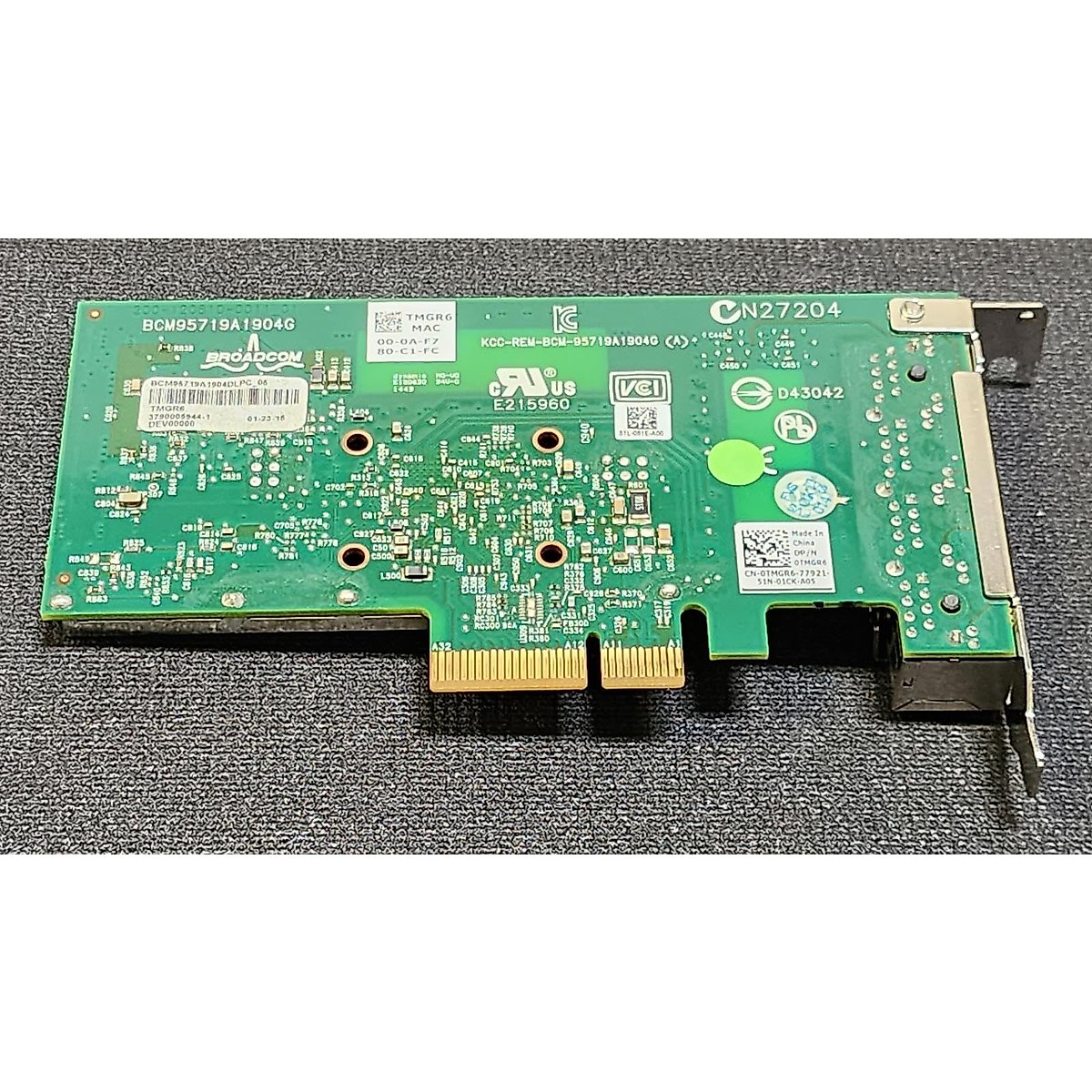Dell YGCV4 Broadcom 5719 Quad Port 1Gbe Network PCI-E Ethernet Adapter - TMGR6