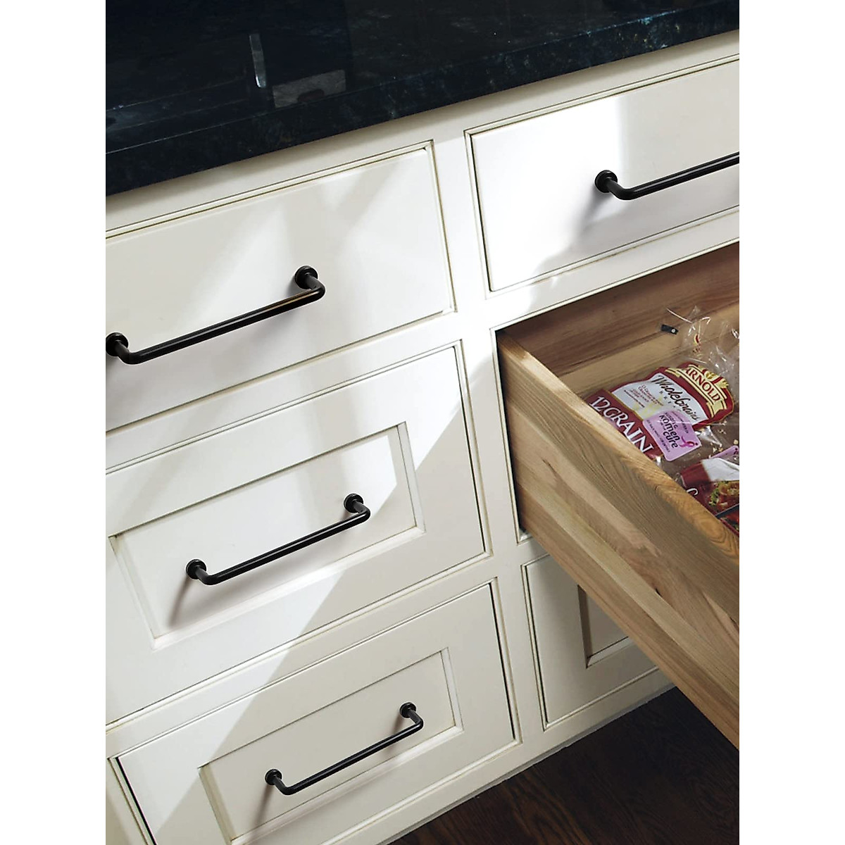 JIASENBAO Black Cabinet Bar Pulls 5" Hole Center 5 Pack Classic Modern Matte Drawer Handles Kitchen Cupboard Bathroom Dresser Cabinet Hardware