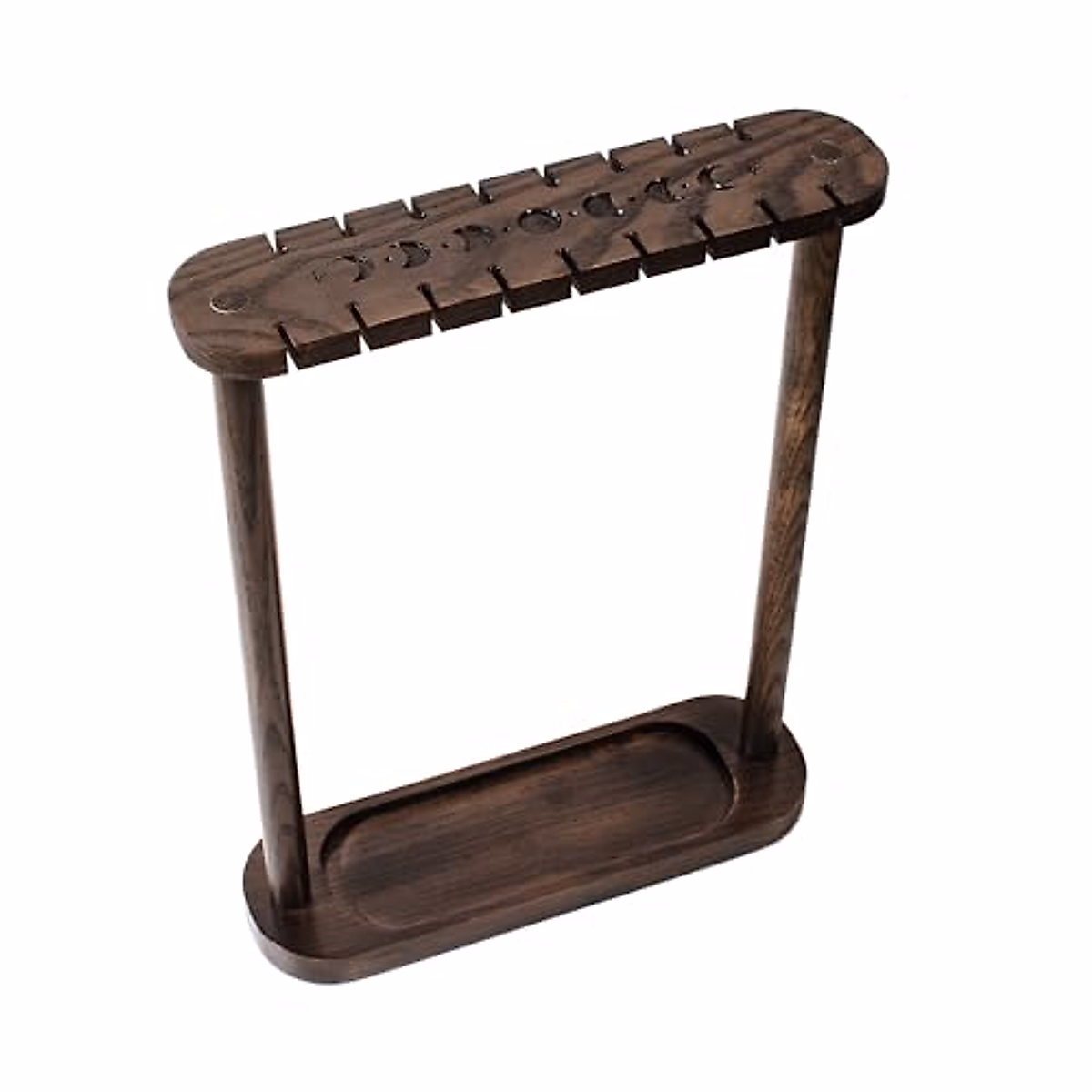 Kihomi Pendulum Display Stand with Tray | Wooden Crystal Stone Holder Up to 17 Pendulums and Crystal Pendants - Aesthetic Witchy Decor, Witchcraft and Wiccan Supplies for Your Spiritual Space (Brown)