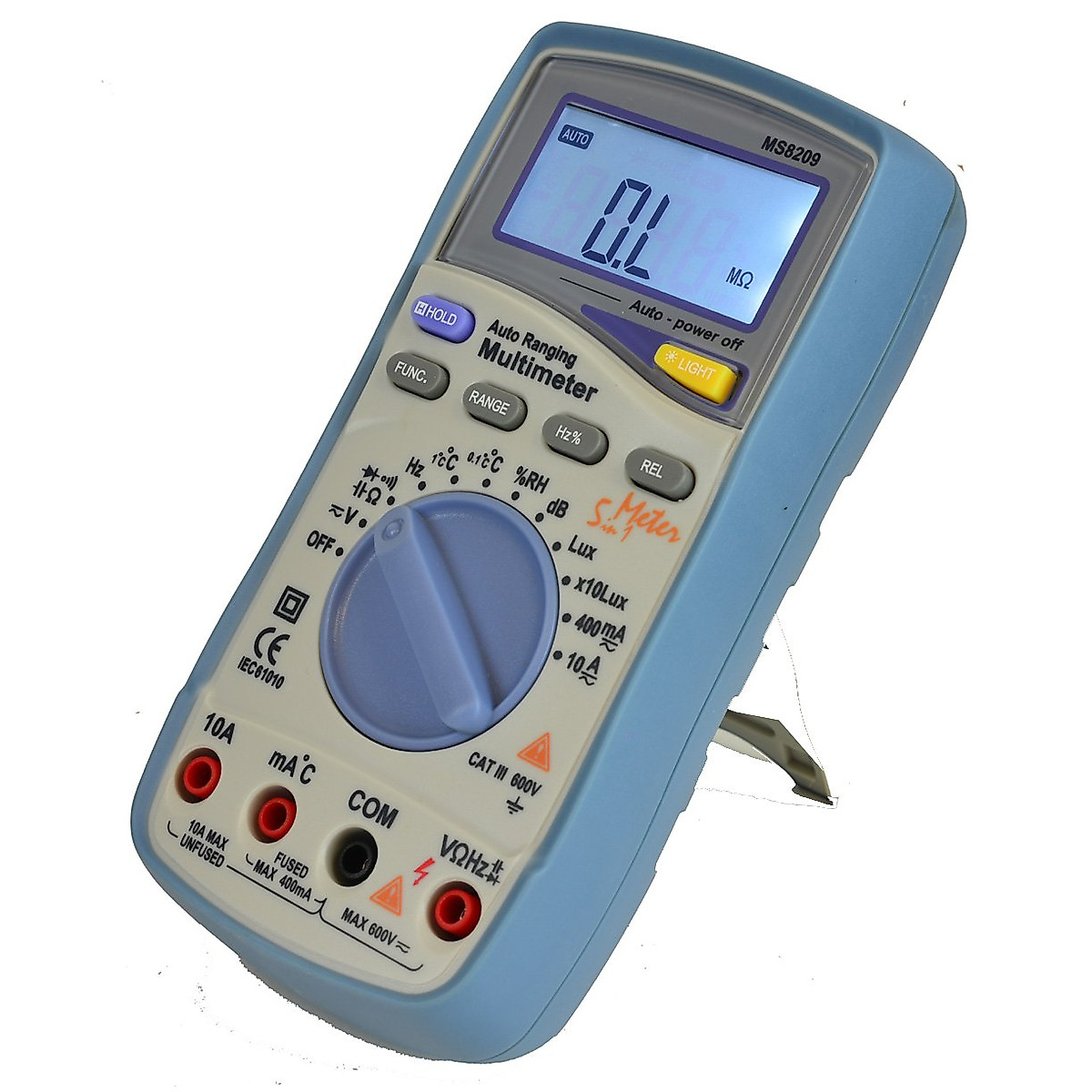 Mastech 5-in-1 multimeter Lux, Sound Level, Humidity,Temperature,True RMS MS8209