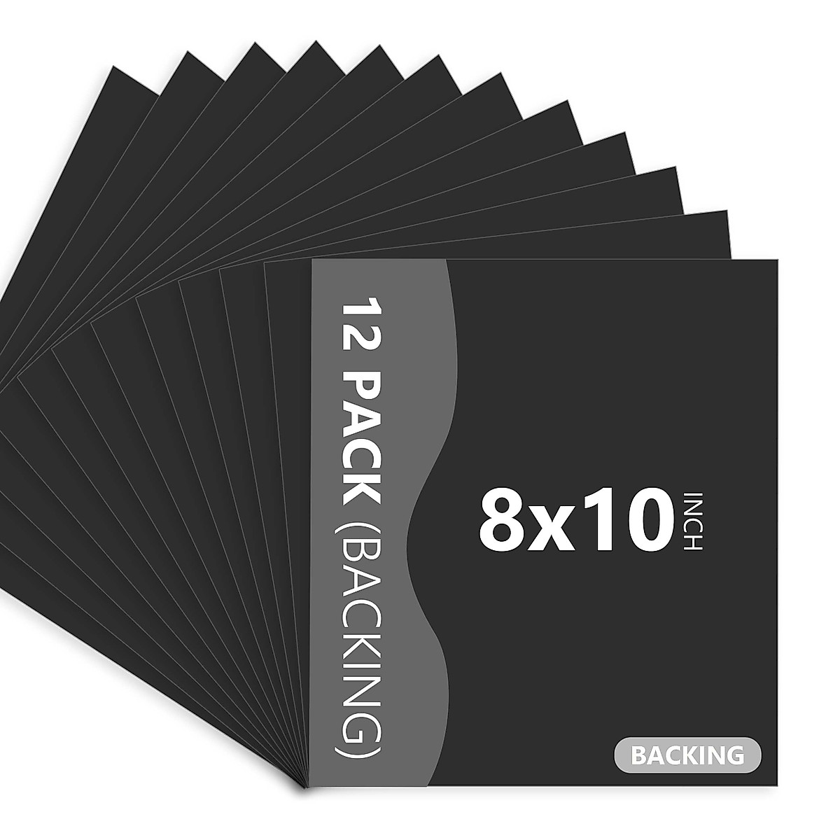 Somime 12 Pack Backing Boards Only - 8x10 Uncut Black Mats Matboards, Acid Free Backerboards, Ideal for Photos/Pictures/Prints/Frames/Arts