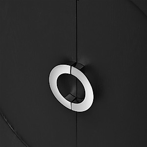 Simple Accent Storage Cabinet with Solid Wood Veneer and Metal Leg Frame,Fashion Style Solid Wood Sideboard with 2 Doors and Adjustable Shelves for Living Room Entryway Dining Room (Black#M)