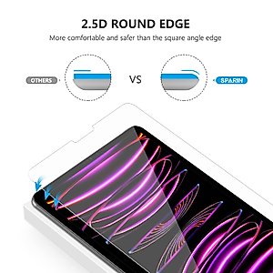 SPARIN 2 Pack Screen Protector Compatible with iPad Pro 12.9 inch 2022/2021/2020/2018 Released (6th/5th/4th/3rd) without Home Button, Tempered Glass Screen Protector Work with Face ID