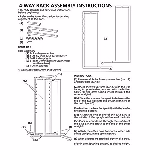 SSWBasics 4 Way Clothing Rack with 2 Straight Arms