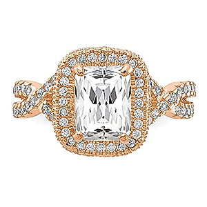 Diamond2Deal 10k Rose Gold Cubic Zirconia Wedding Ring Size 7