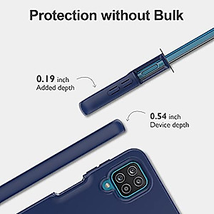 for Samsung Galaxy A12 Case with Built-in Screen Protector, Full Body Protection Shockproof Cover Case, [Rugged PC Front Bumper + Soft TPU Back Cover] Armor Protective Phone (Navy Blue), GTPY-SA12-B