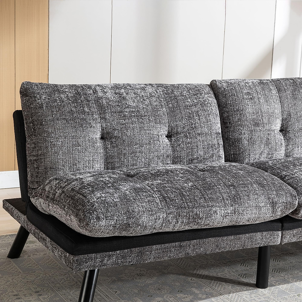 Futon Sofa Bed,Convertible Folding Futon Couch Breathable Small Couch for Compact Living Studio in Living Room and Bedroom,Offices,Dorm Loveseat (Grey)