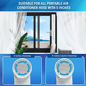 Pomeat Portable AC Window Kit with 5 inches Coupler, Adjustable AC Vent Kit Universal Window Seal Kit for Portable Air Conditioner, Adjustable Length 17 inches-60 inches