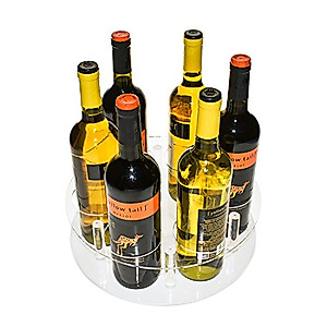 SOURCEONE.ORG Source One Deluxe Clear Acrylic 6 Wine Bottle Rotating Lazy Susan Counter Top Perfect for Bottles of Wine, Champagne, Sparkling Cider and Water