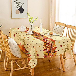 Tbsone Fall Thanksgiving Disposable Rectangle Tablecloth - 3 Pack, Autumn Maple Leaves Theme Plastic Table Cloth & Cover for Harvest Party Decorations Supplies (54 x 108 Inches)