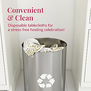 White Plastic Tablecloth - 4 Pack - 54 X 108 | Gold Dot Disposable Tablecloths | Plastic Tablecloth | White Tablecloths | Plastic Table Cover | Gold Tablecloths | Gold Party Decorations